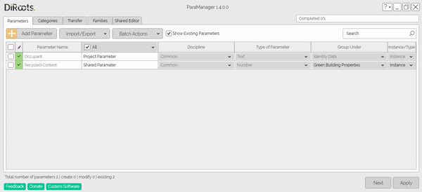 Parameters - DiRoots.One.Releases