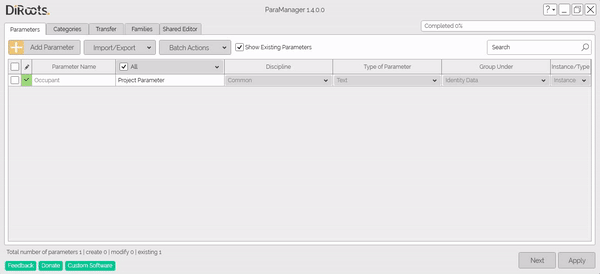Parameters - DiRoots.One.Releases
