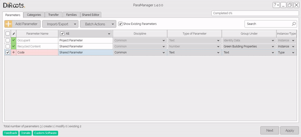 Parameters - DiRoots.One.Releases