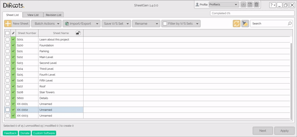 Sheet list - DiRoots.One.Releases
