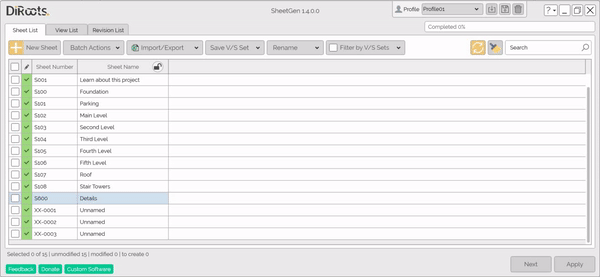 Sheet list - DiRoots.One.Releases