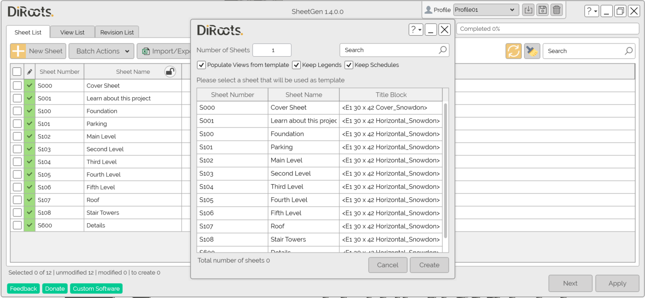 Sheet list - DiRoots.One.Releases