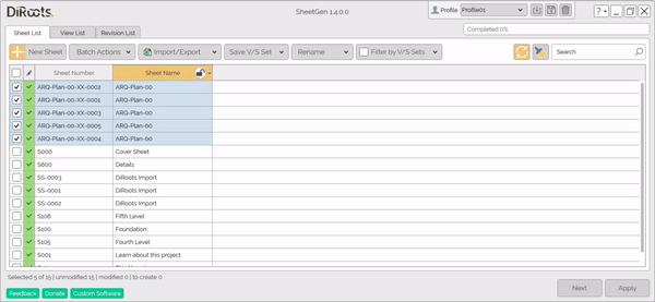Sheet list - DiRoots.One.Releases