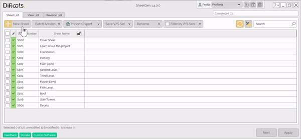 Sheet list - DiRoots.One.Releases